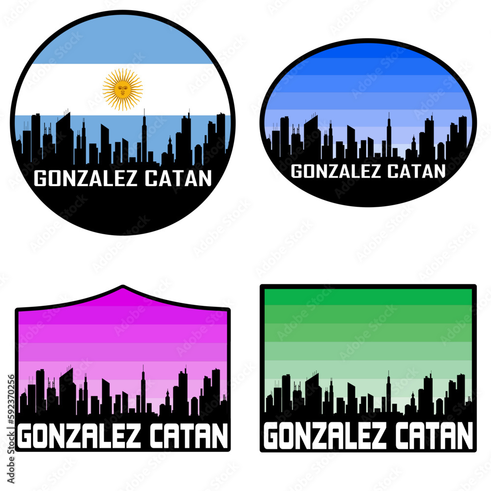 Gonzalez Catan Skyline Silhouette Argentina Flag Travel Souvenir ...