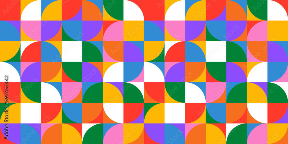 Colorful geometric mosaic seamless pattern illustration with creative ...