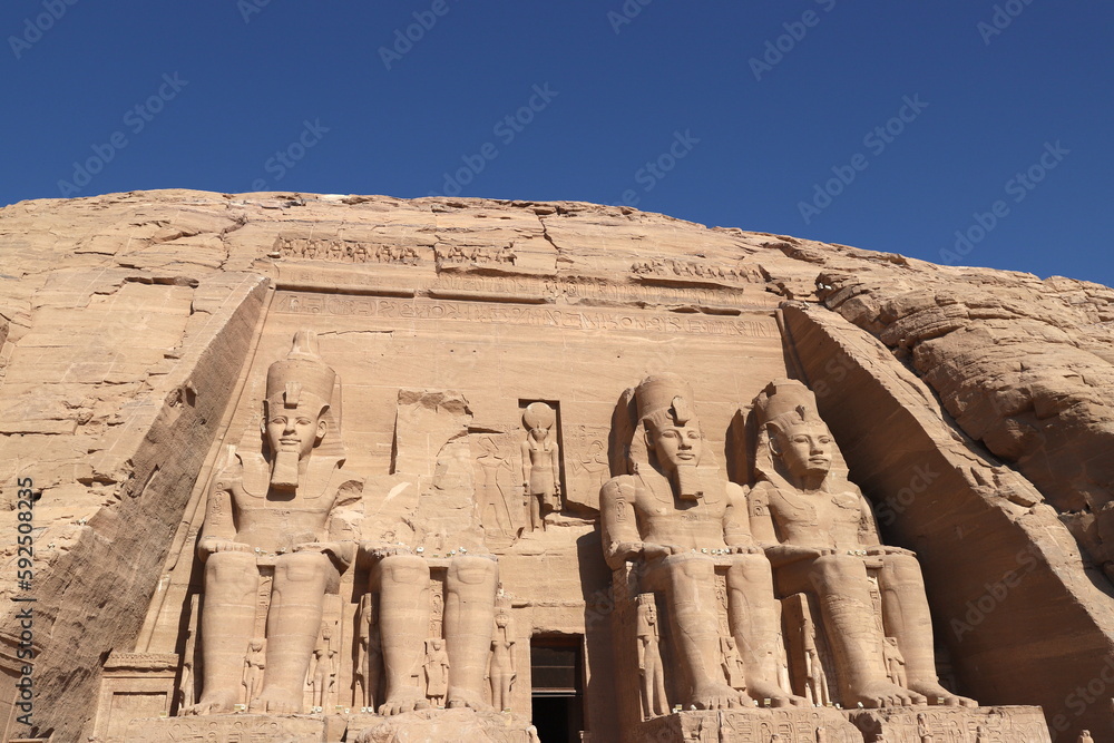 Abu Simbel Temples and Egyptian Pharaoh Ramses II Statues Stock Photo ...