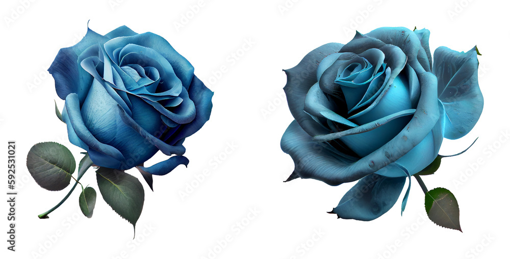 blue roses isolated on a transparent background. Spring flowers for ...