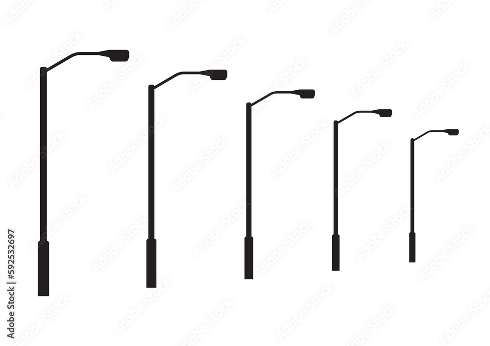 Ilustración de Stock Public Street Light Pole Silhouette. Vector ...