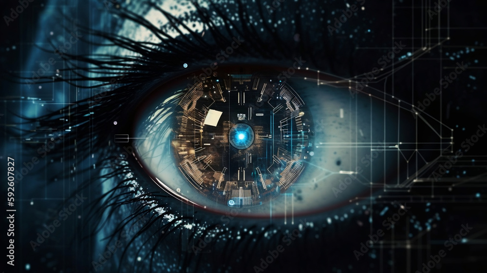 Human eye and high-tech concept, screening big tradingview and digital ...
