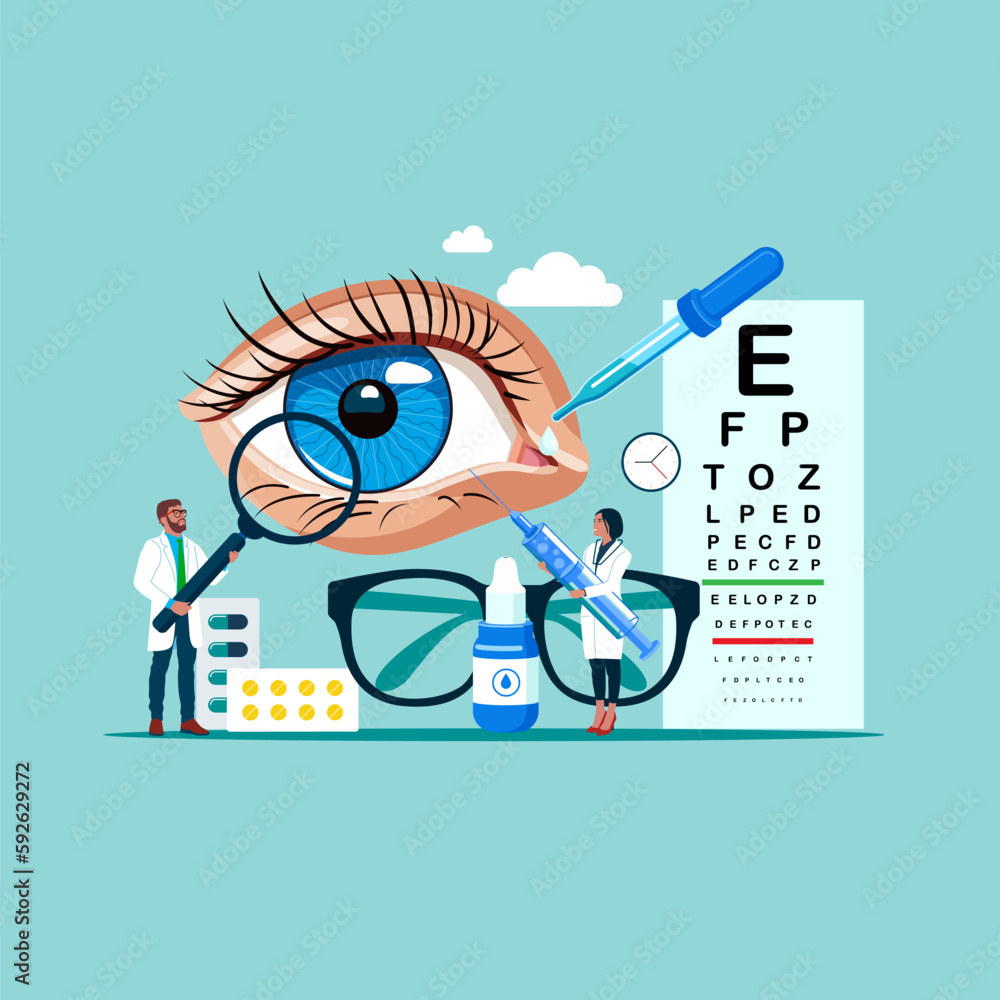 Ophthalmological operation treatment for eye disease. Oculists checking ...