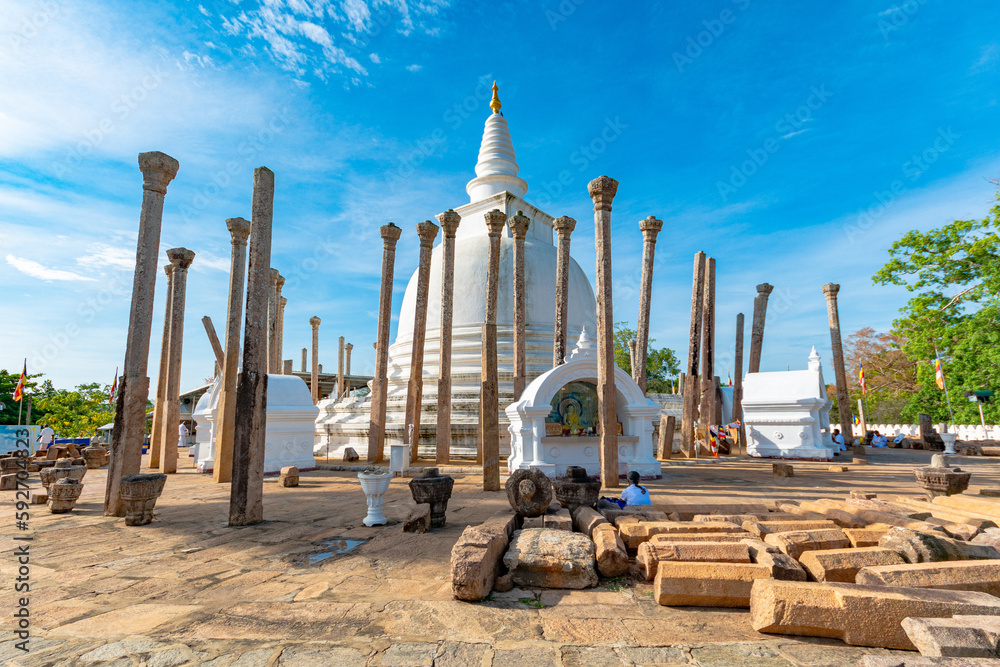 Thuparamaya dagoba (stupa), Anuradhapura, Sri Lanka. It is considered ...