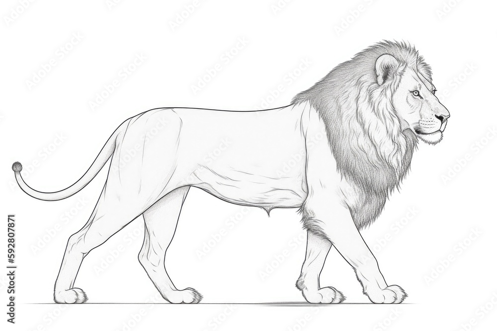 majestic lion on a blank white background. Generative AI Stock ...