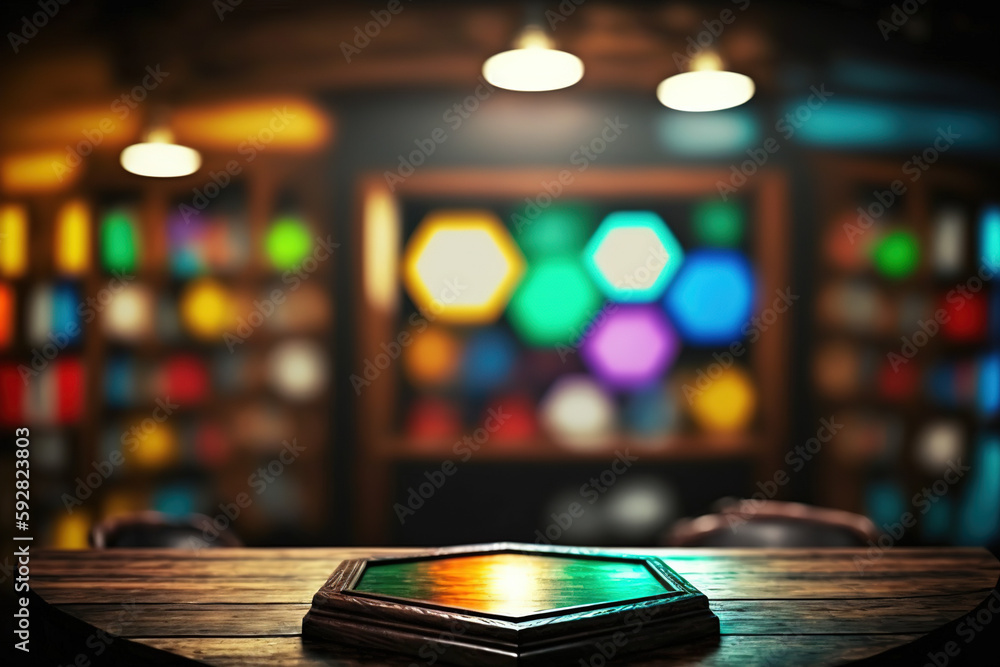 Tabletop view with blurred background of gaming room interior design ...
