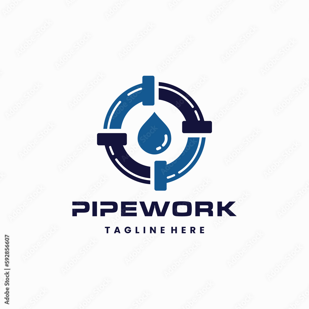 pipe logo in circle construction concept Stock Vector | Adobe Stock