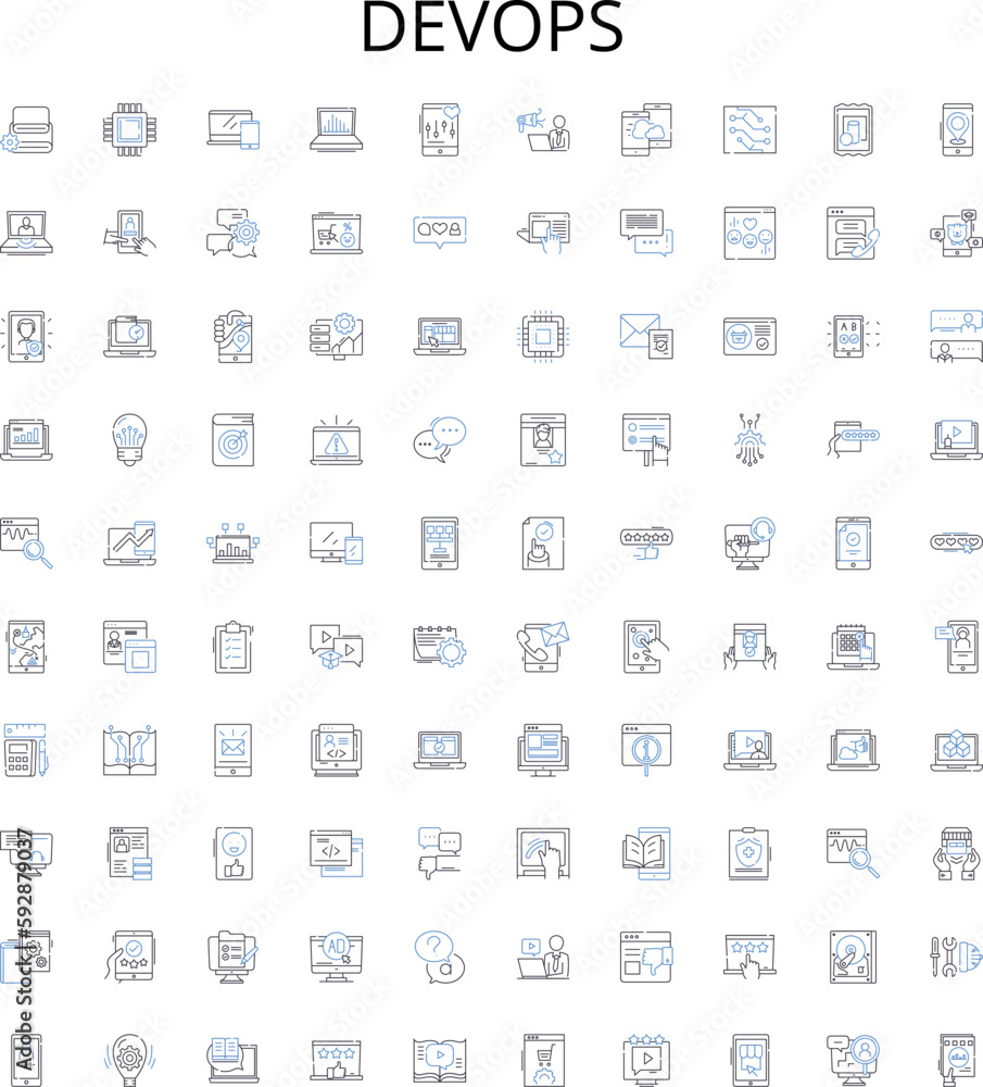 Vector de Stock DevOps outline icons collection. automation ...
