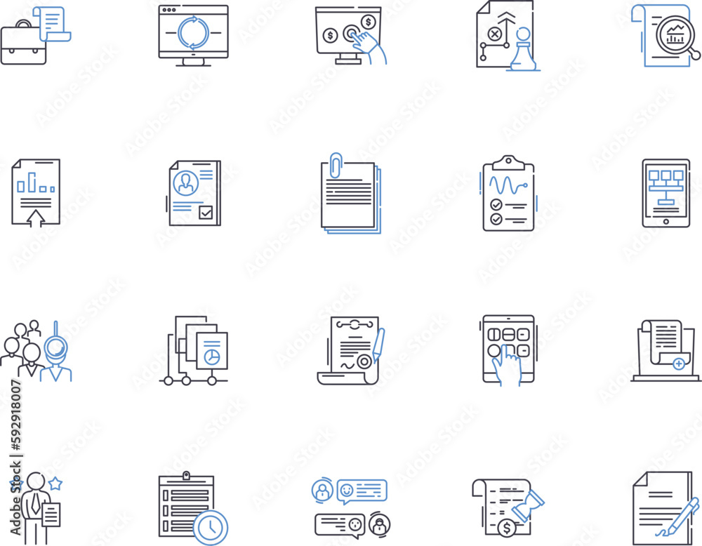 Vector de Stock Survey and research outline icons collection. Surveying ...