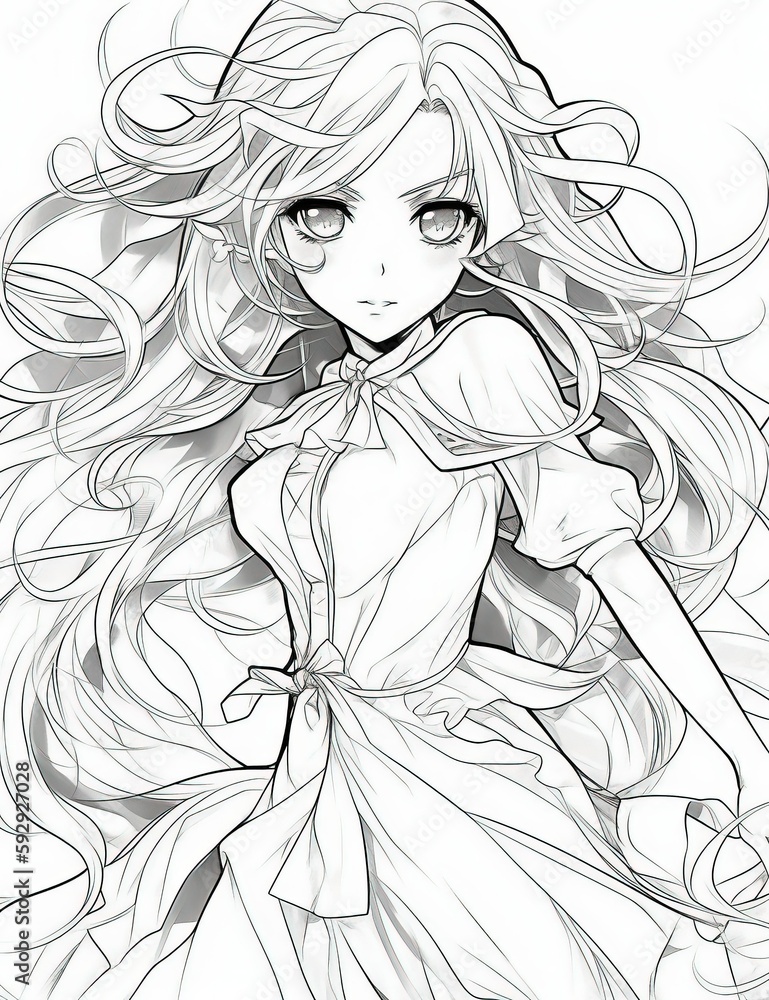 Japanese traditional cartoon character illustration, coloring image ...