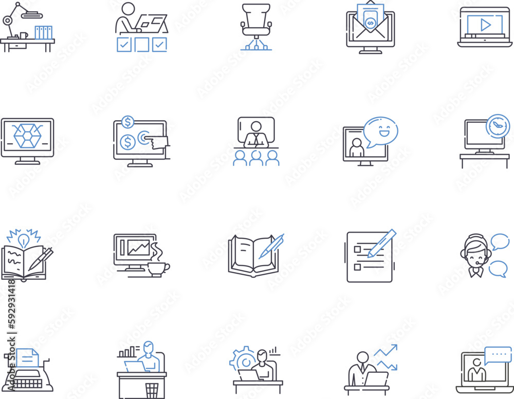 Vetor Workflow outline icons collection. Process, Automation ...