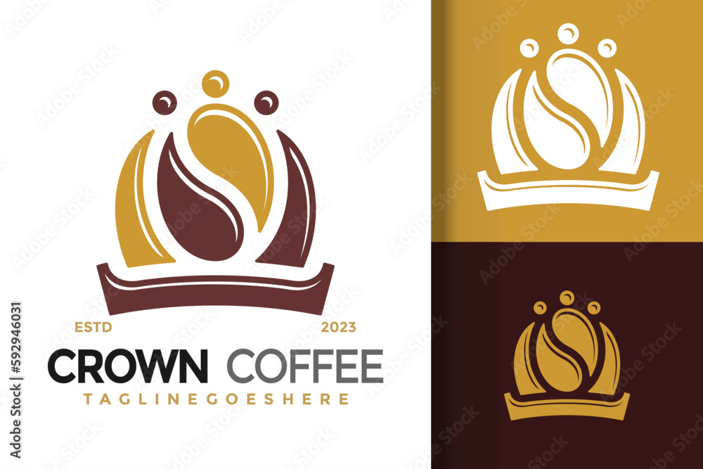 Crown Coffee logo vector icon illustration Stock Vector | Adobe Stock