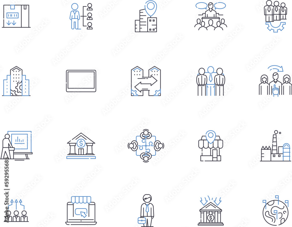 Vektor Enterprise architecture outline icons collection. Enterprise ...