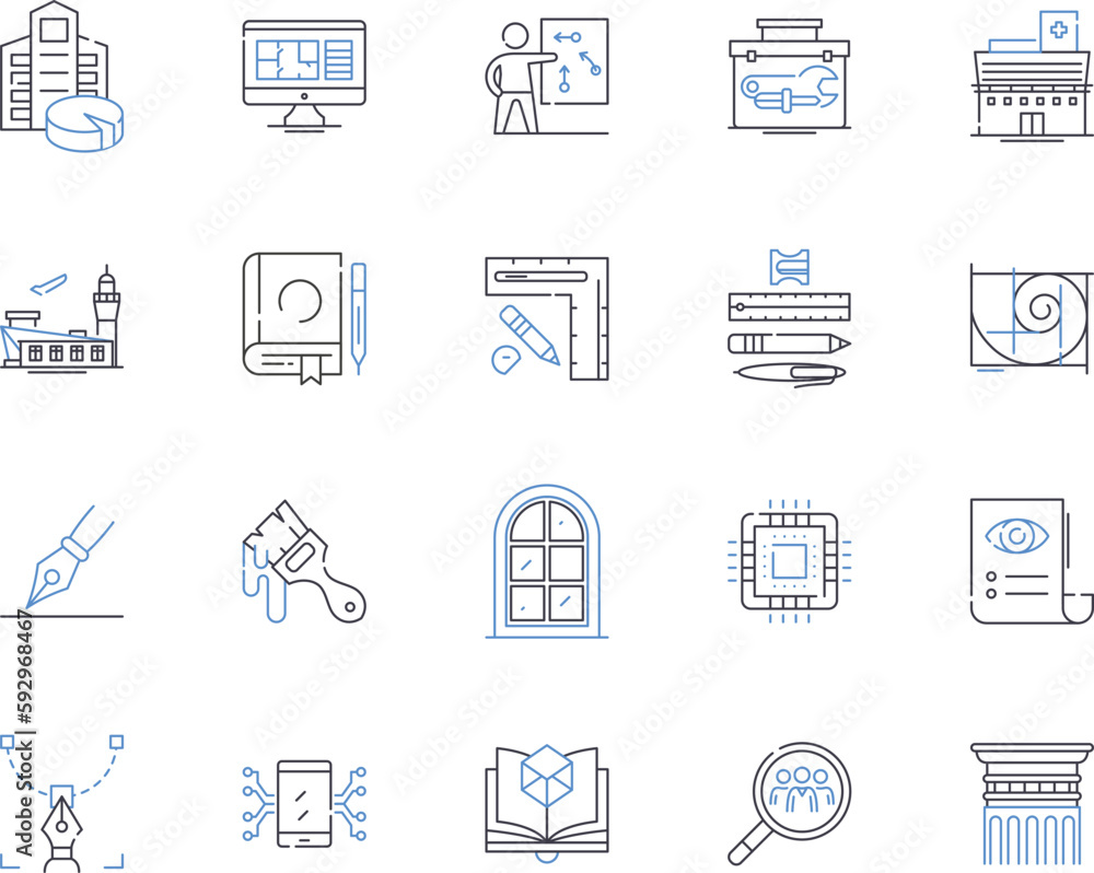 Engineering essentials outline icons collection. Engineering ...