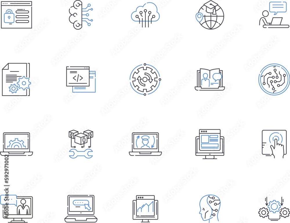 Web Programming Outline Icons Collection Web Programming Html Css Javascript Ajax Xml