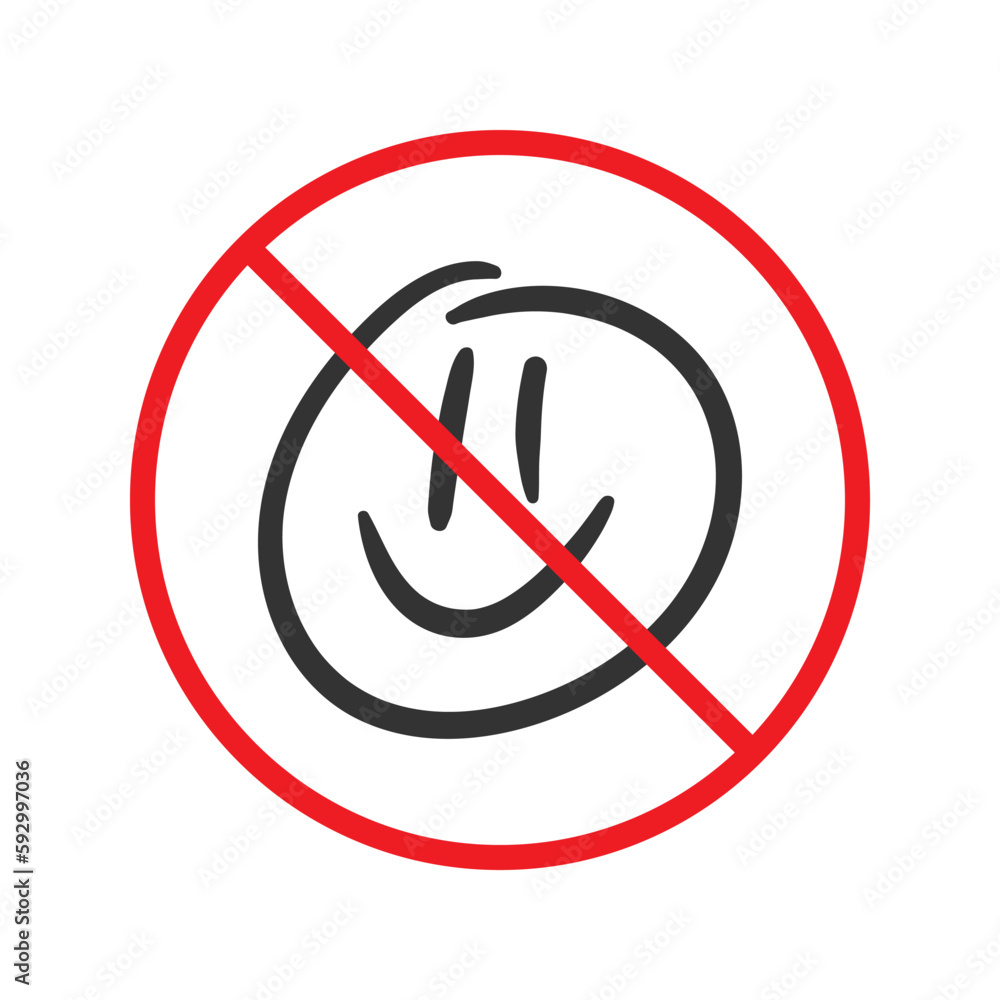 No smile icon. Forbidden emoji icon. No smile vector symbol. Prohibited ...
