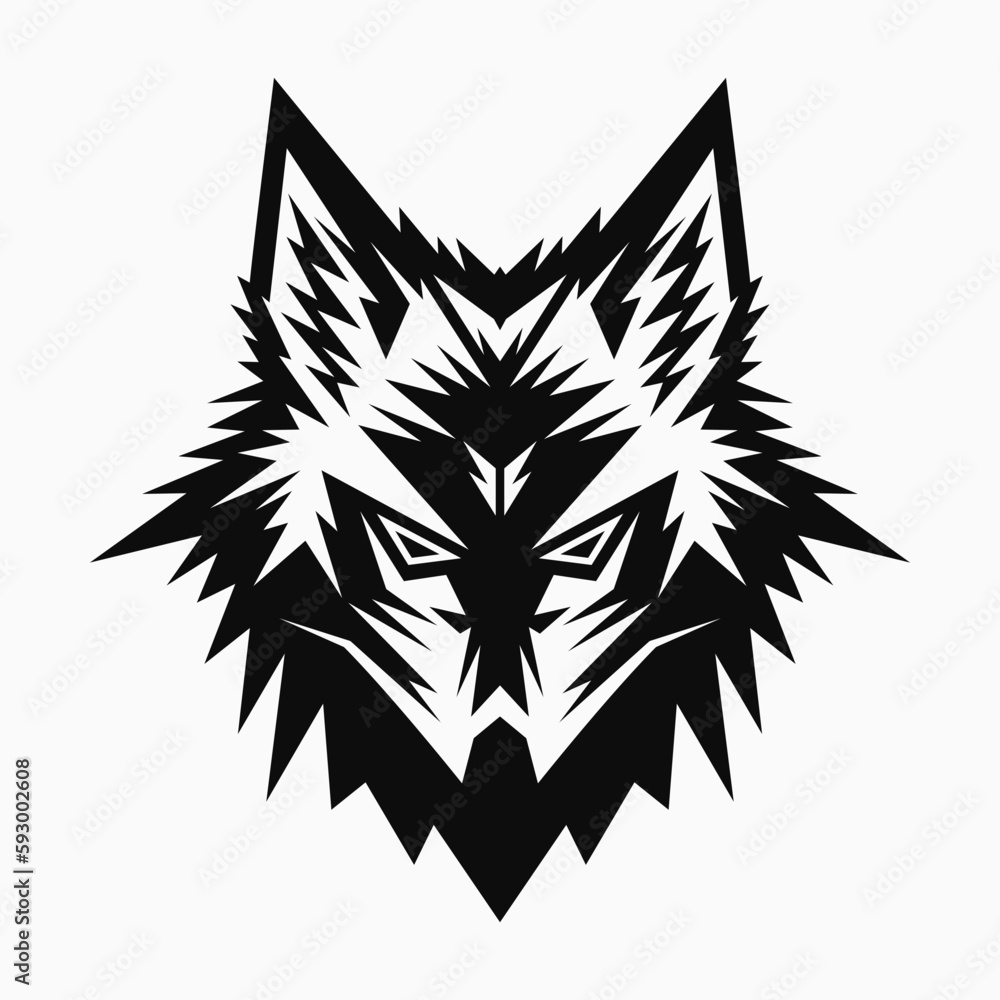 Wolf head logo. Black and white emblem. Vector illustration Stock ...