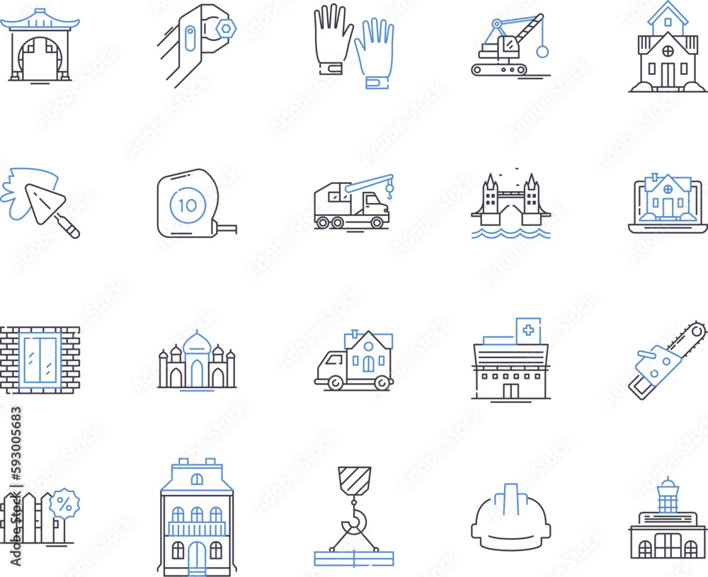 Construction design outline icons collection. Architecture, Drafting ...