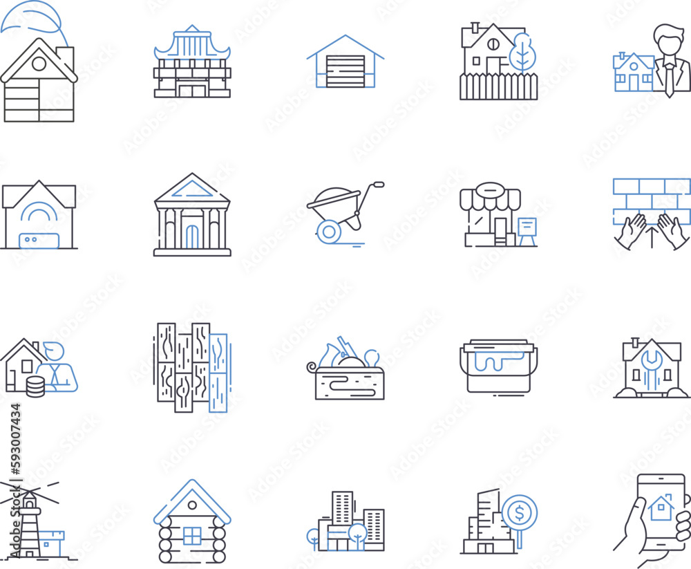 Houses and buildings outline icons collection. Homes, Dwellings, Abodes ...