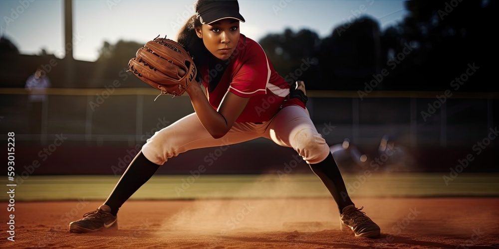 female athlete fast pitch softball player, generative AI の Stock イラスト ...