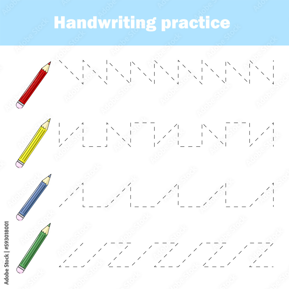 Handwriting practice sheet. Educational children game, printable ...