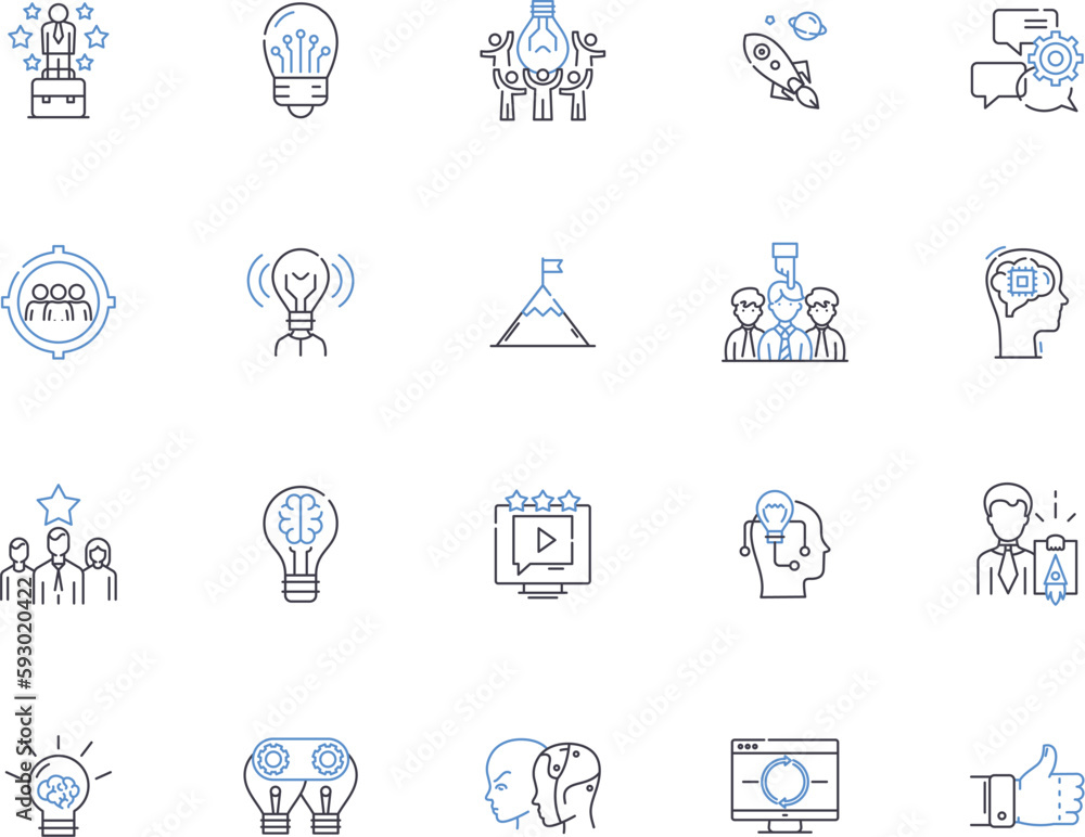Vector de Stock Idea generation outline icons collection. Ideas ...