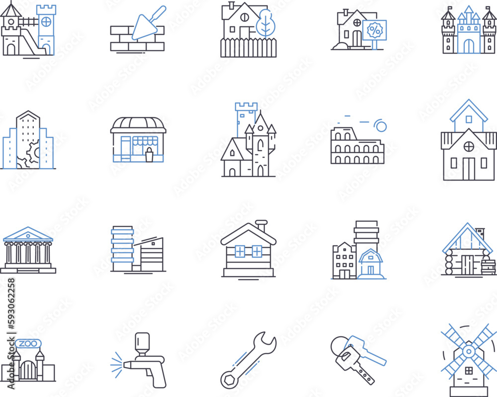 Construction design outline icons collection. Architecture, Drafting ...