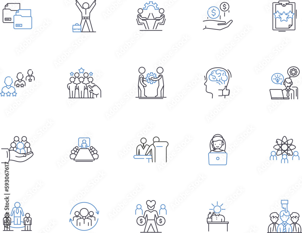 Vetor Task management outline icons collection. Organizing, Planning ...