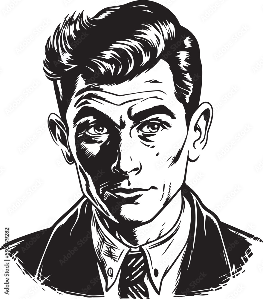 Vektor Vintage man 60s style young man . Retro comics black and white ...