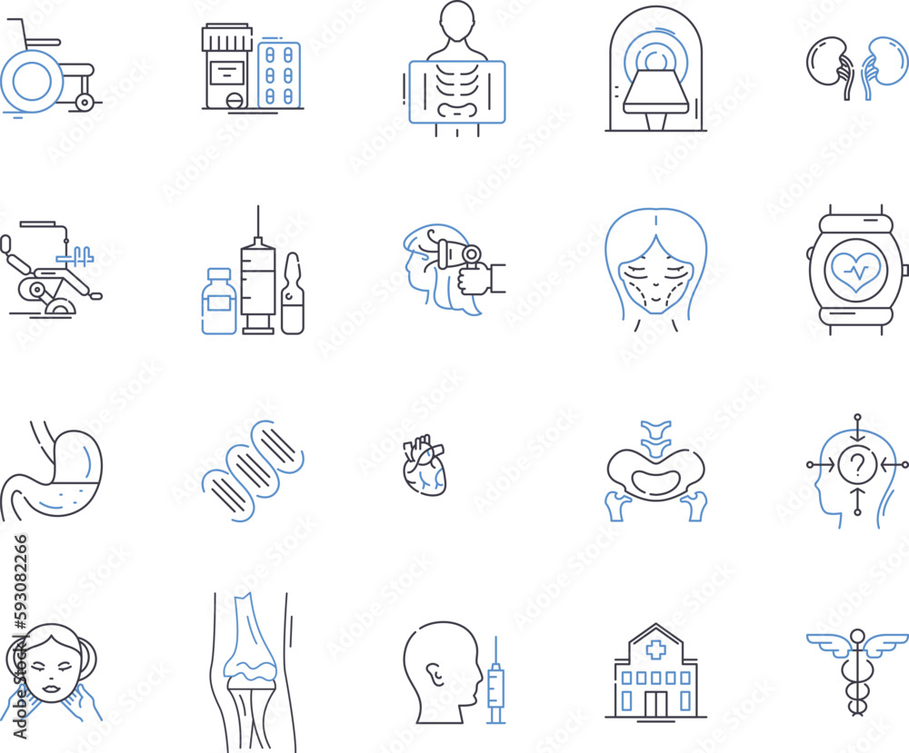 Health check up outline icons collection. Examination, Diagnosis ...