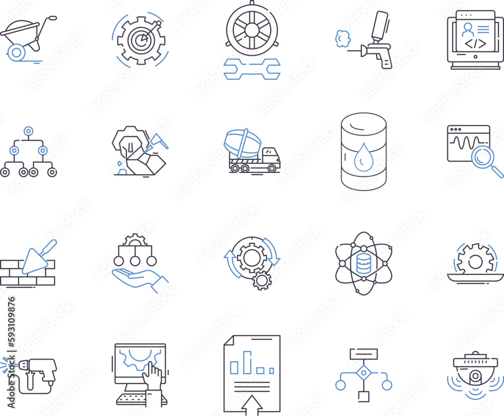 Builder and industry outline icons collection. Builder, Industry ...
