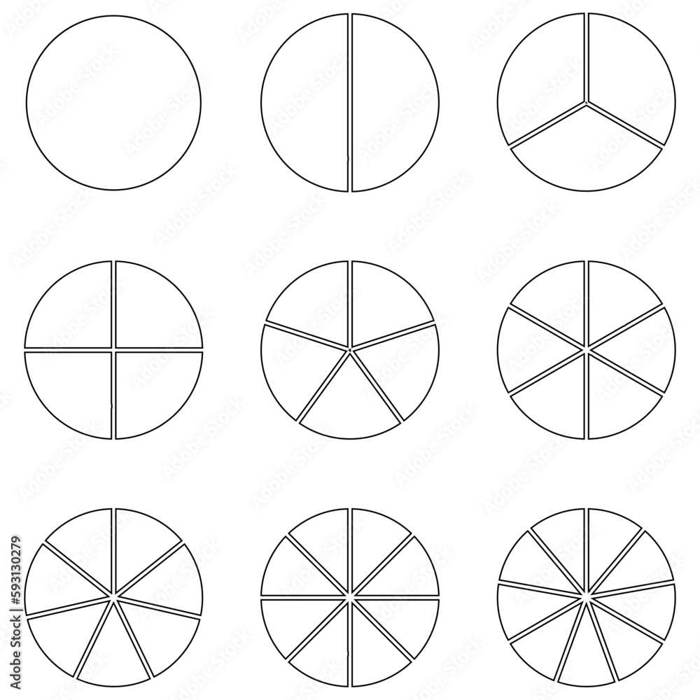 Image vectorielle Stock Set of fraction circles with same size ...