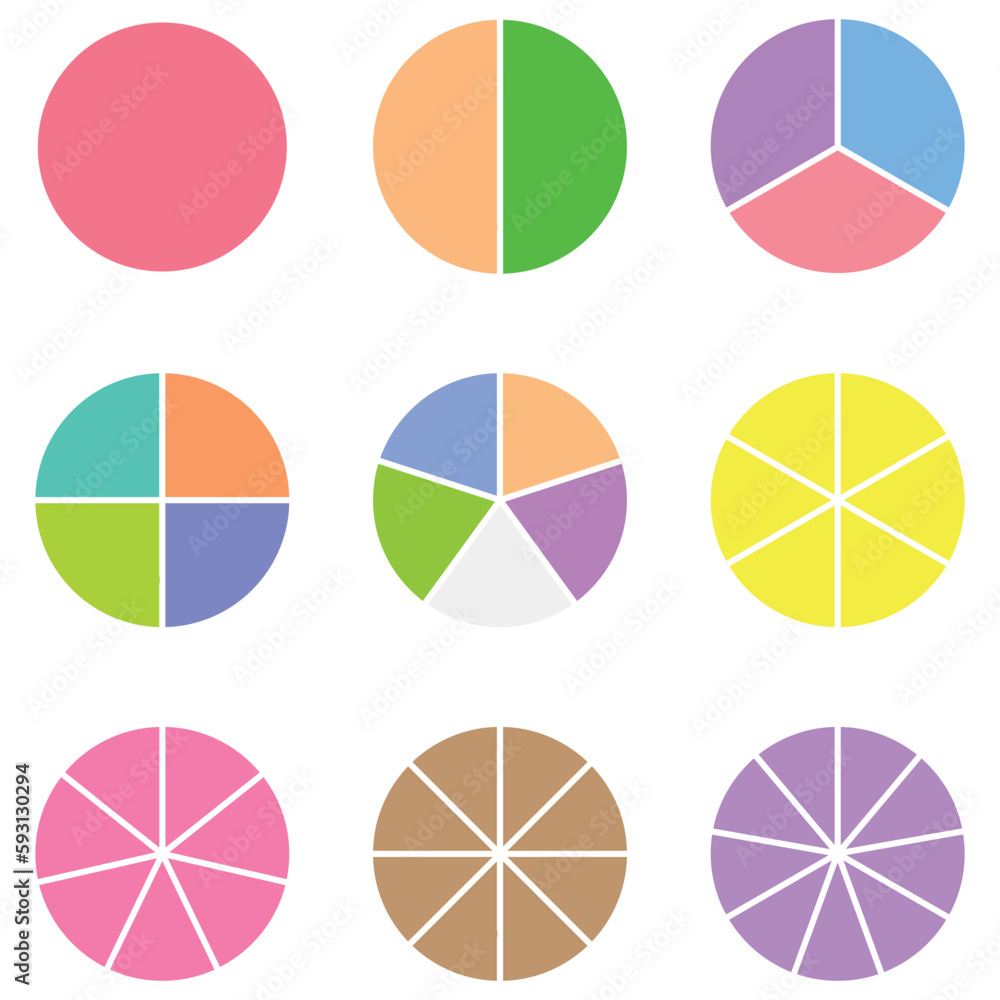 Stock-Vektorgrafik „Set of fraction circles with same size. Fraction ...