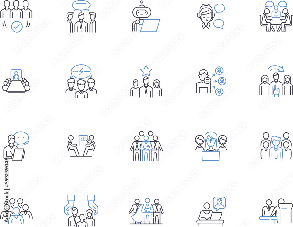 Relationship outline icons collection. Partnership, Friendship, Bonding ...