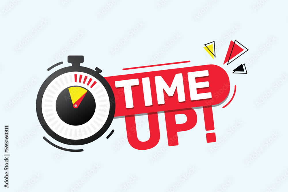 Time up banner with a stopwatch and a timer Stock Vector | Adobe Stock