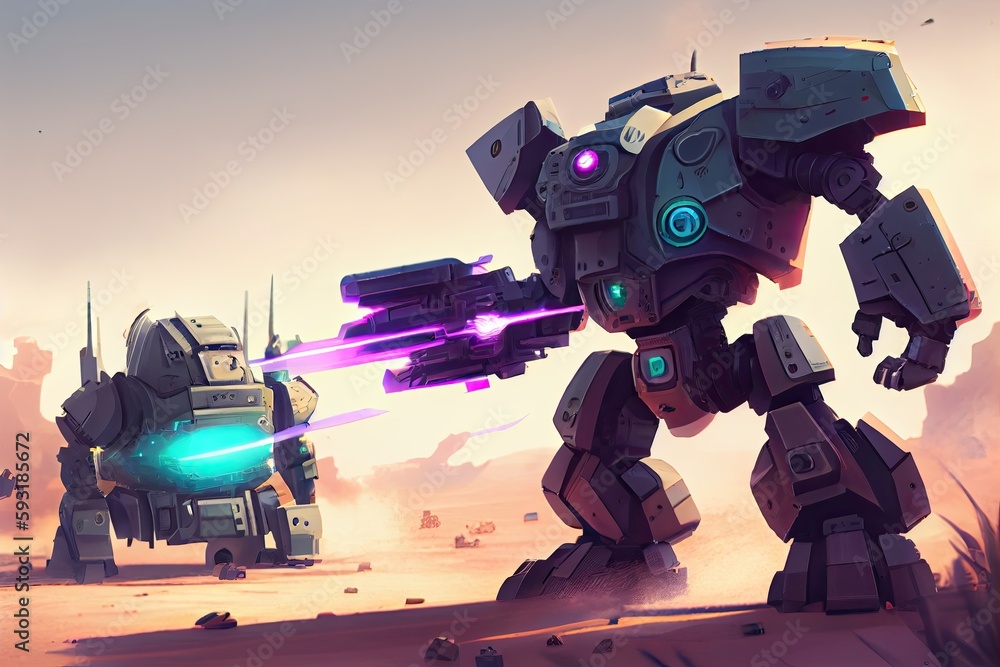 printerchex, an advanced robot with a rocket launcher, faces off ...