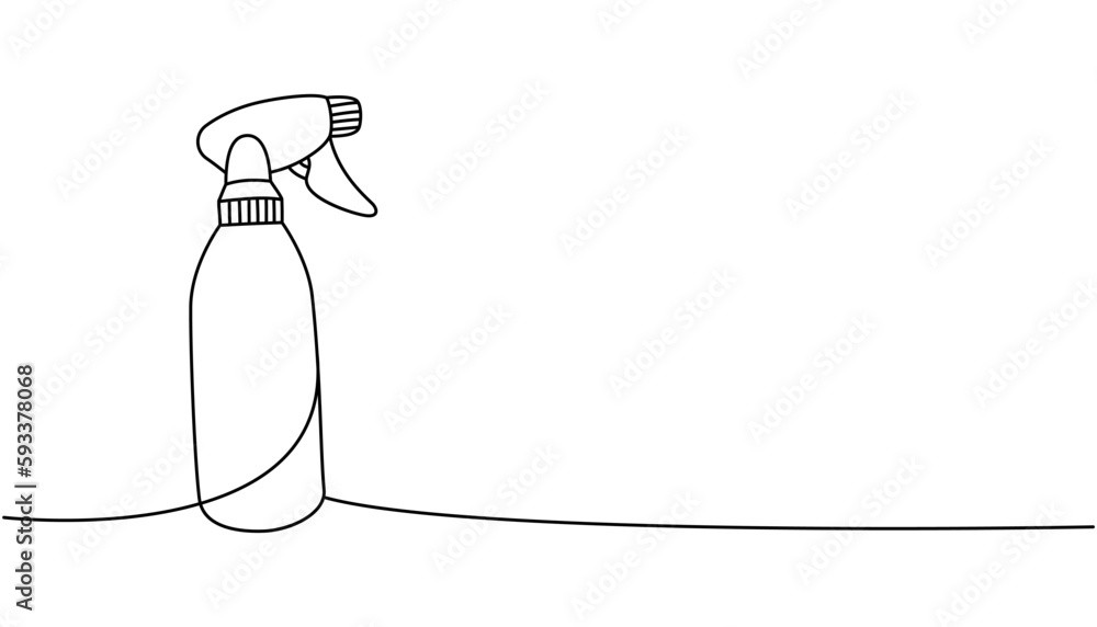 Spray bottle, sprayer one line continuous drawing. Barber shop and ...