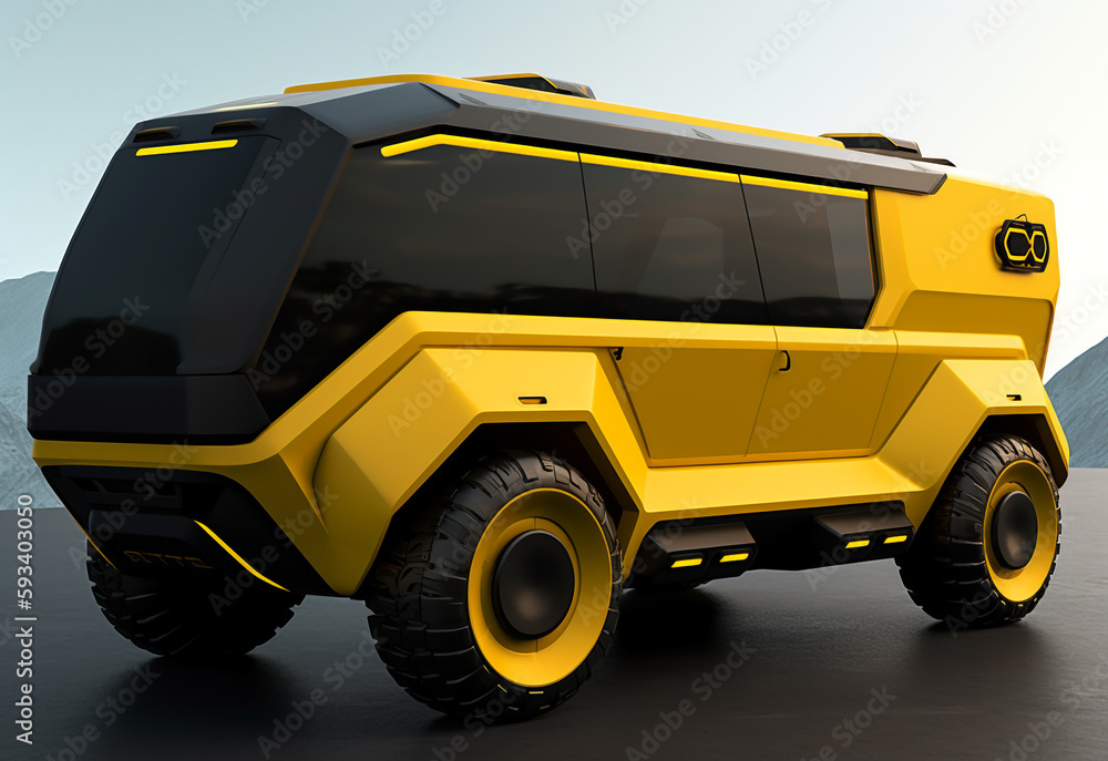 Large autonomous vehicle from the future, electric vehicle SUV EV ...