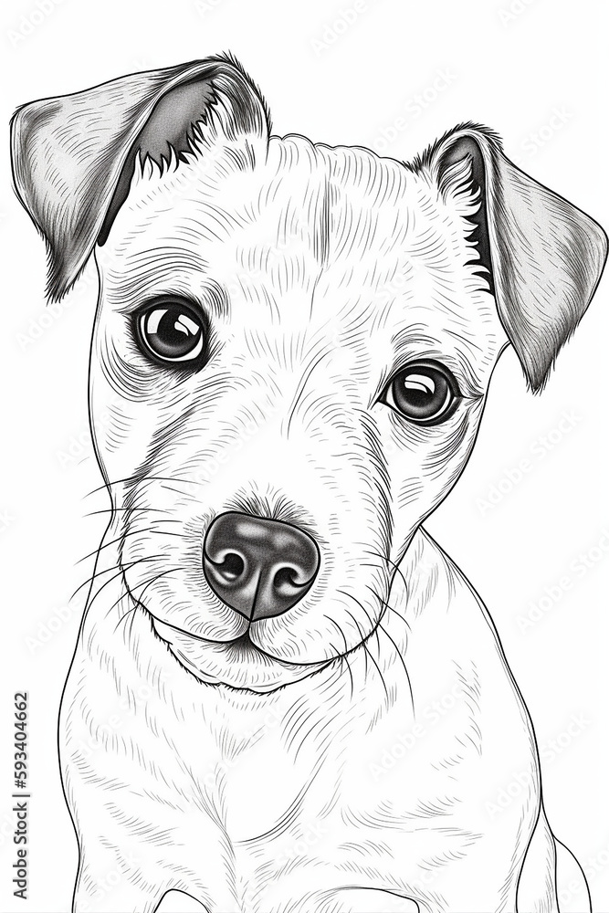 cute Jack Russel terrier puppy coloring pages, a printable drawing, in ...