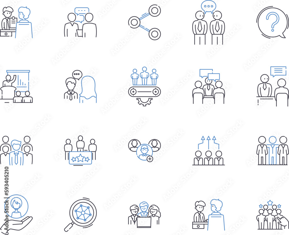 Vector de Stock Team work outline icons collection. Collaboration ...