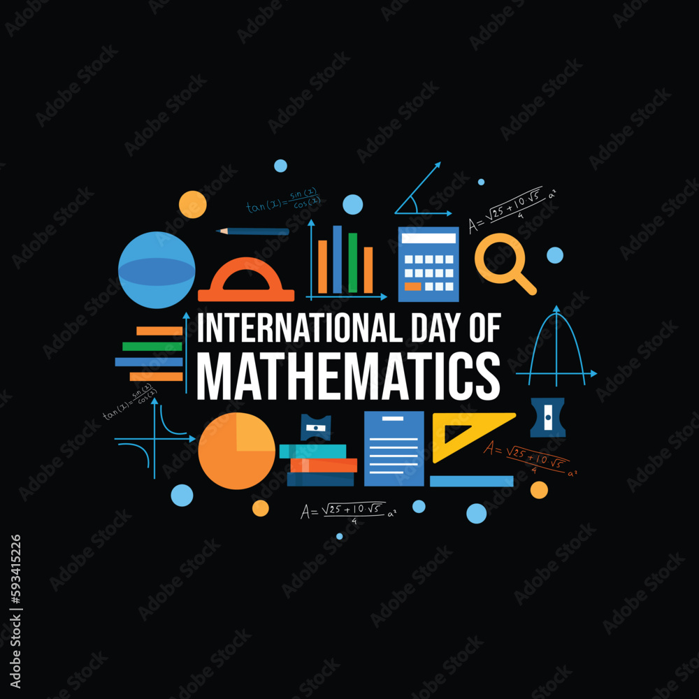 International Day of Mathematics, vector illustration, flyer, banner ...