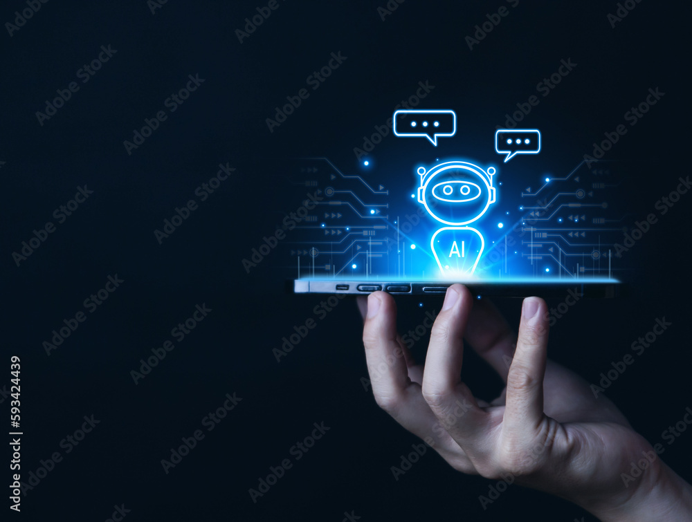 Customers using smartphone technology chat concept ai artificial ...