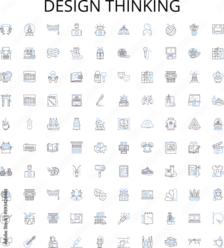 Vector de Stock Design thinking outline icons collection. Design, Thinking, Creativity ...