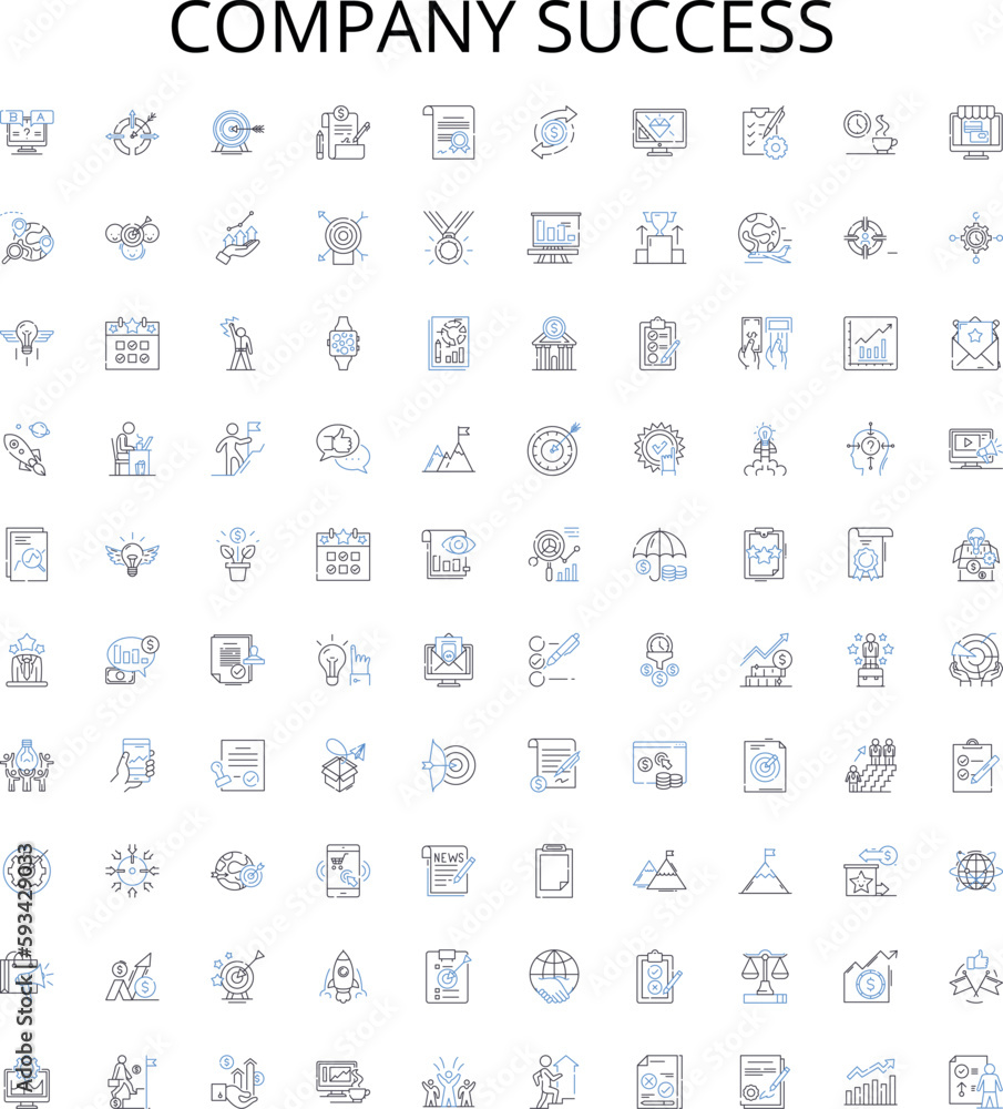 Company success outline icons collection. Profitability, Profits ...