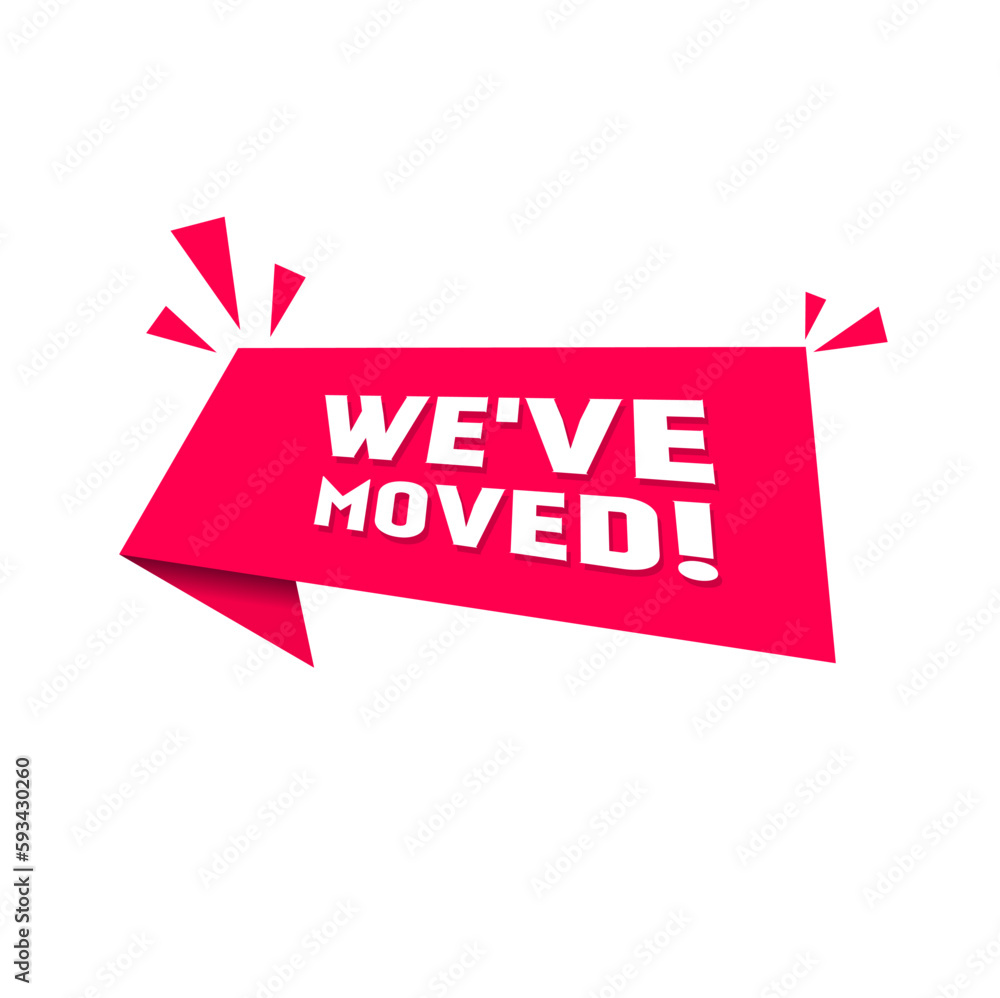 We have moved, banner. Flat vector illustration. Stock Vector | Adobe Stock