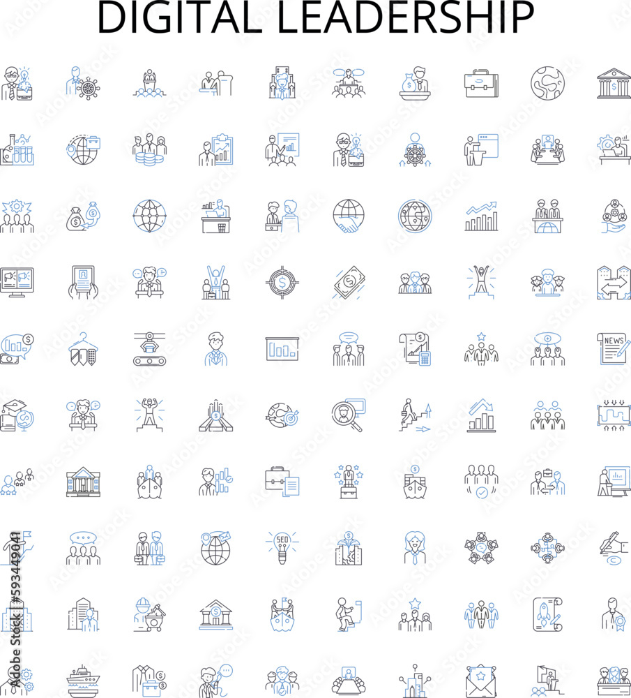 Digital leadership outline icons collection. Digital, Leadership ...
