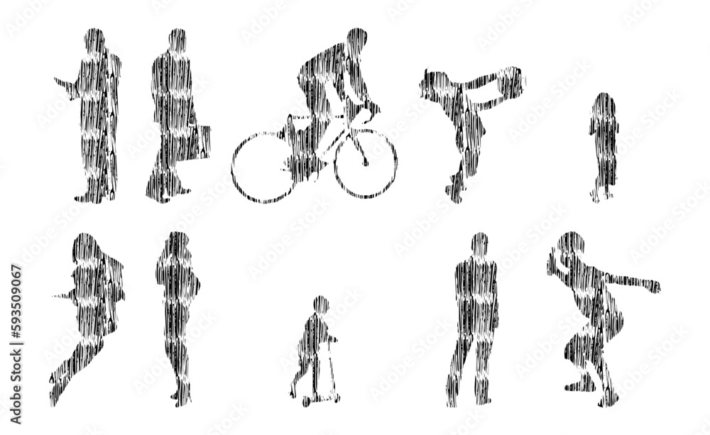 Vector illustration, Outline silhouettes of people, Contour drawing ...