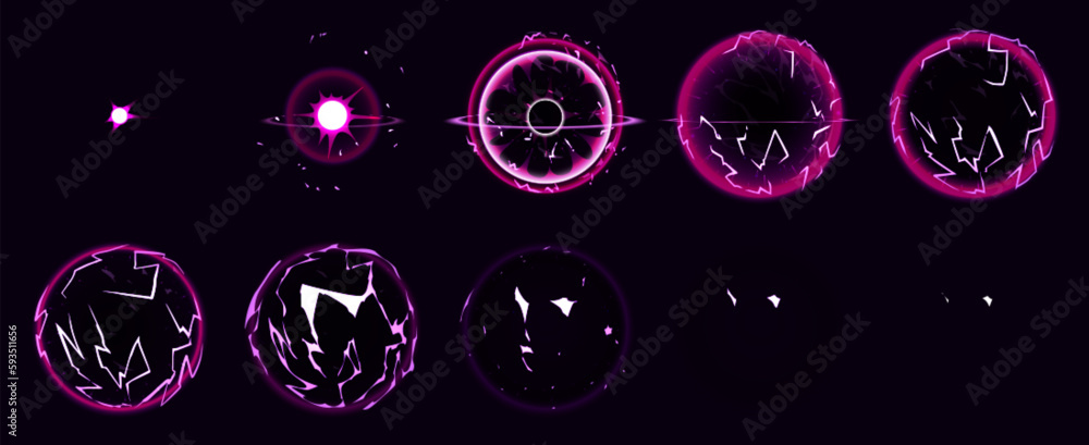 Magic electric lightning ball animation sprite for game vector design ...