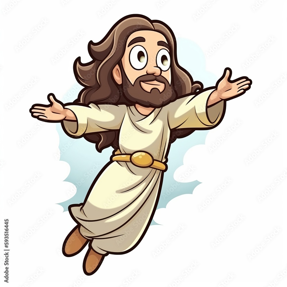 Jesus Christ cartoon illustration, suitable for ascension day, christmas, easter. Generative ai ...