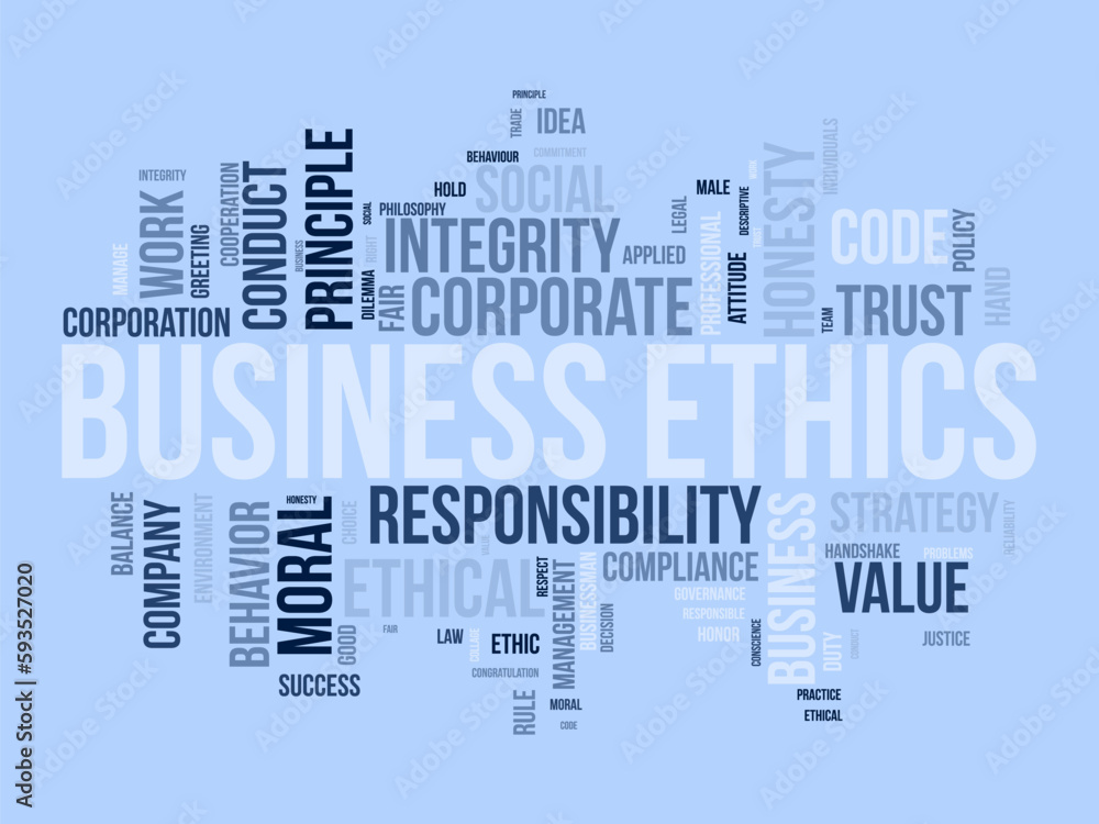 Word cloud background concept for Business Ethics. Corporate integrity ...